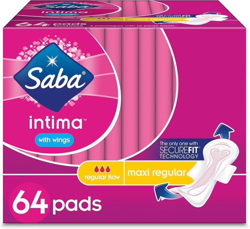Saba Intima Regular Maxi Pads with Wings | Fast Absorption, Secure Fit ...