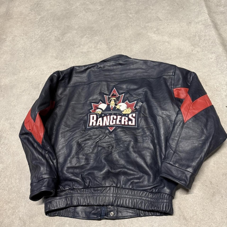 Vintage 90s Vaughan Rangers NHL Pro Sports Leather Jacket | eBay UK