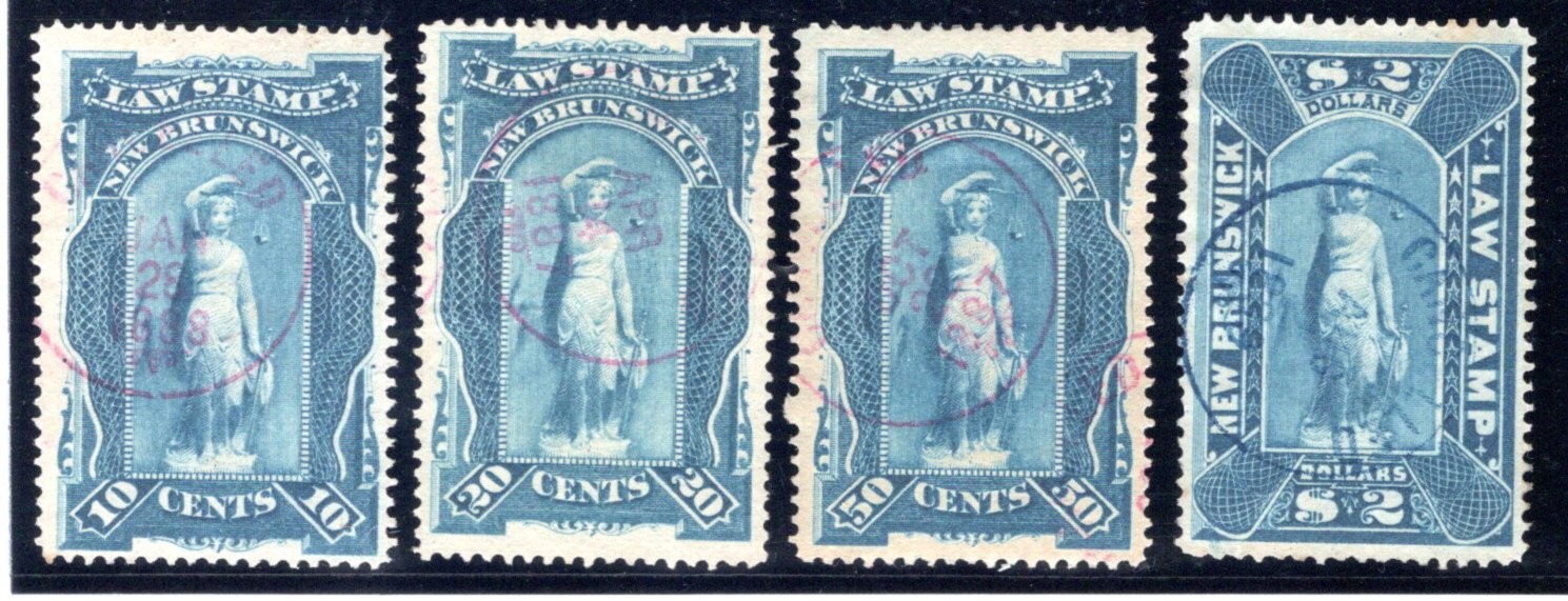 NBL1-4, Used Set, dated cancels, Law Stamps, New Brunswick, Canada ...