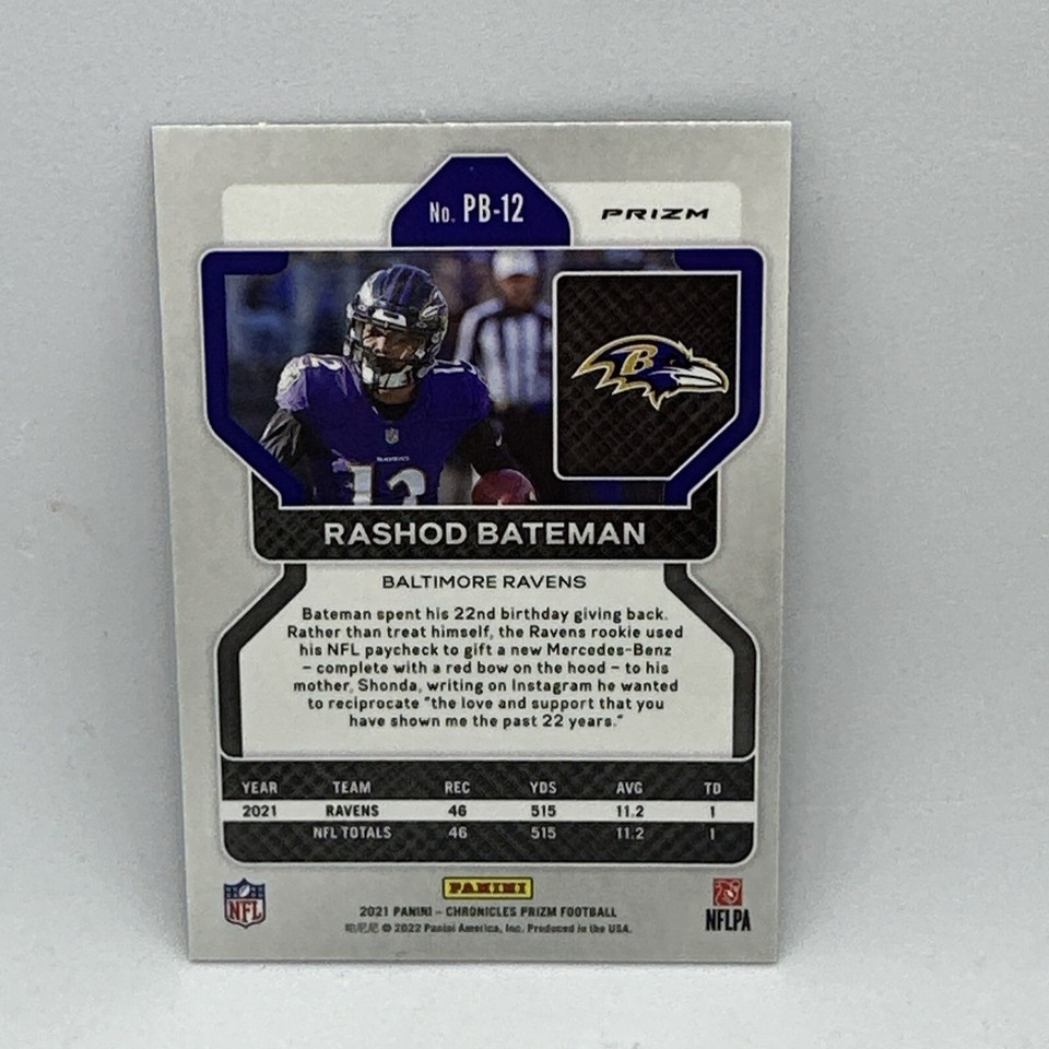 2021 ROOKIE. Panini Chronicles Rashod Bateman Prizm Black Silver | eBay