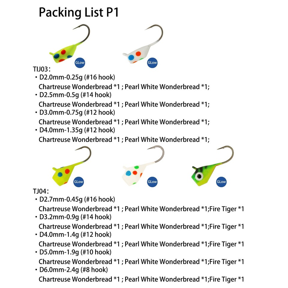 Temorah 35 Pack Wonderbreads and Fire Tigers Tungsten Ice Jigs Combo | eBay