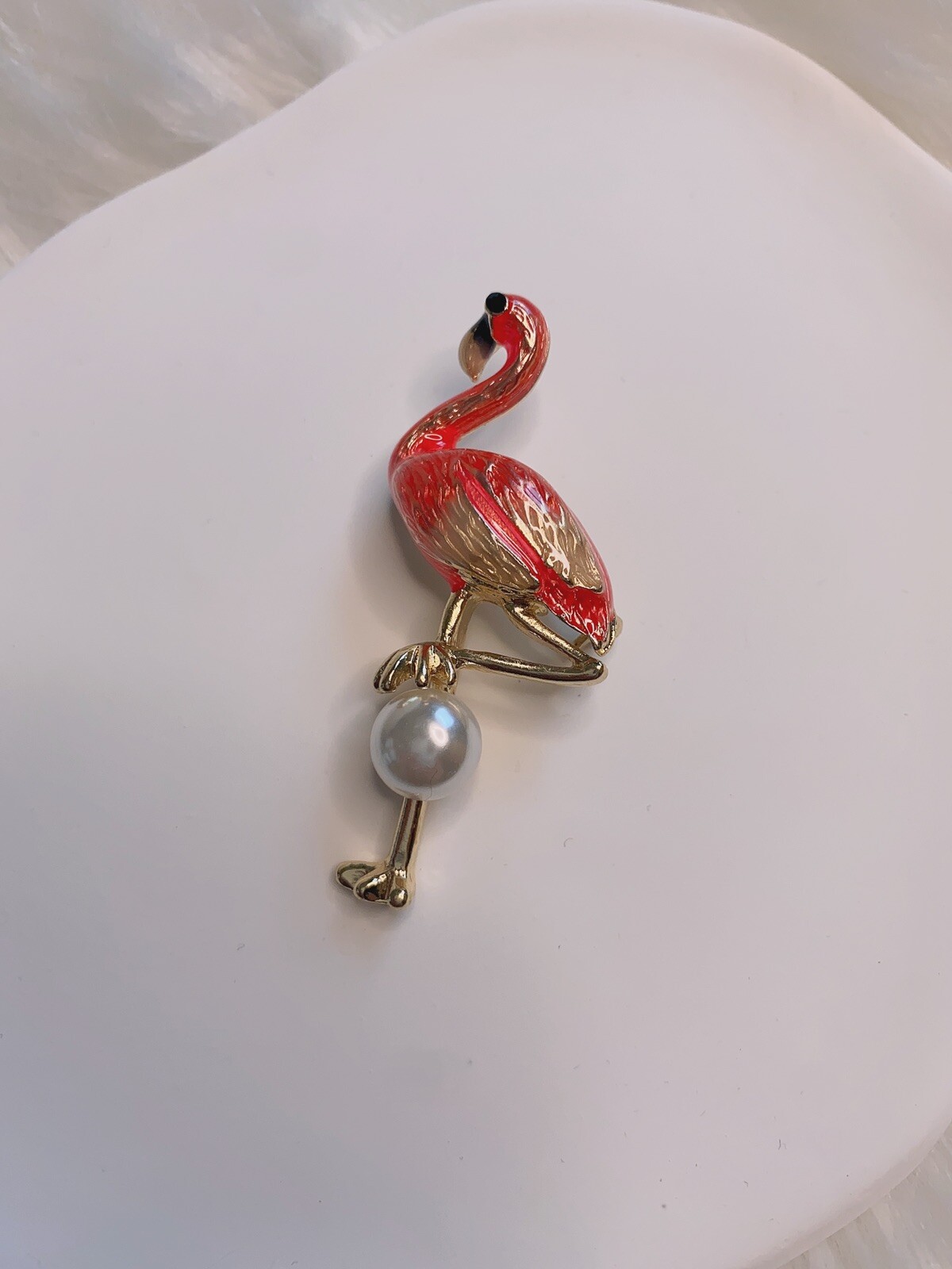 Pink Flamingo brooch pin Gold Tone with Enamel & Rhinestones new 2” x 1 ...