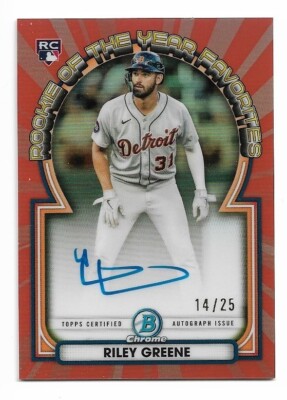 2023 BOWMAN CHROME ROY FAVORITES ORANGE AUTOGRAPH #ROY-RG RILEY GREENE ...