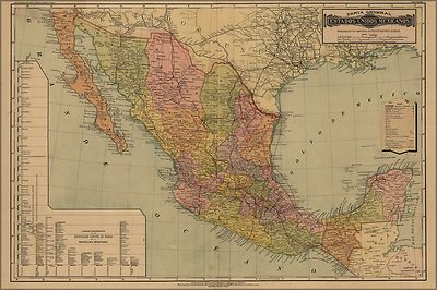 Poster, Many Sizes; Map Of Mexico 1884 | eBay