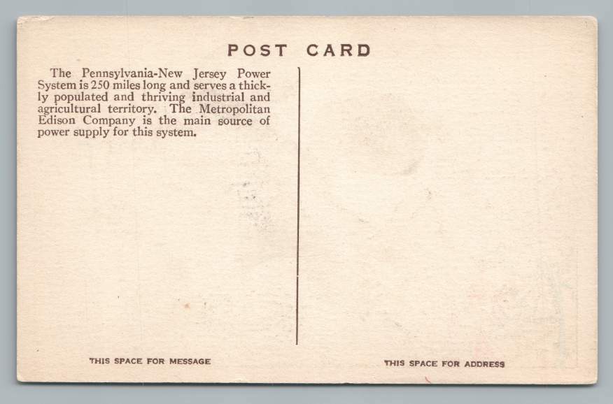 Metropolitan Edison Electricity Map~Antique Pennsylvania New Jersey ...