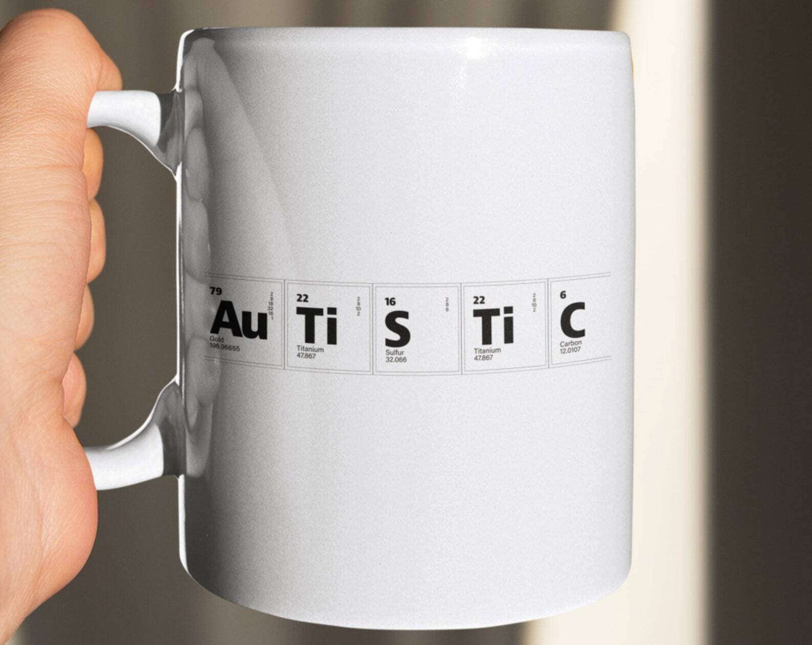 Autism Awareness Periodic Table Of Elements Mug Silent Disabilities Mug ...