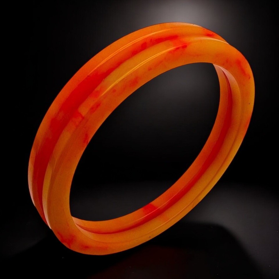 Bakelite Bangle Bracelet Spacer Pair Marbled Butterscotch Red Set of 2 ...