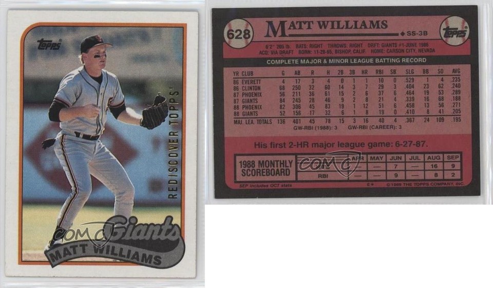 2017 Topps Rediscover Topps Buybacks Gold Matt Williams #1989-628 0b0 ...