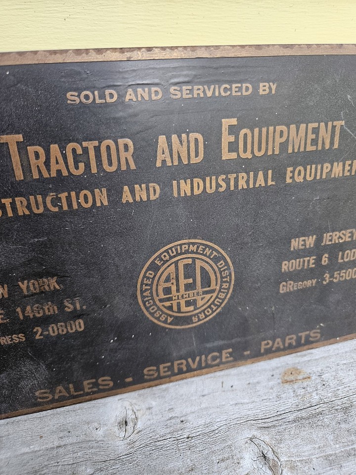 United Tractor & Equipment Corp Brass Dealer Tag Associated Equip ...