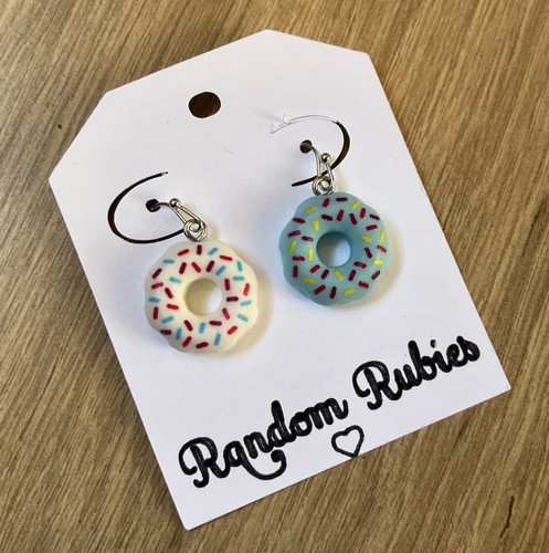 Donuts Mismatched Food Desert Theme Dangle Earrings Silver Tone Jewelry ...