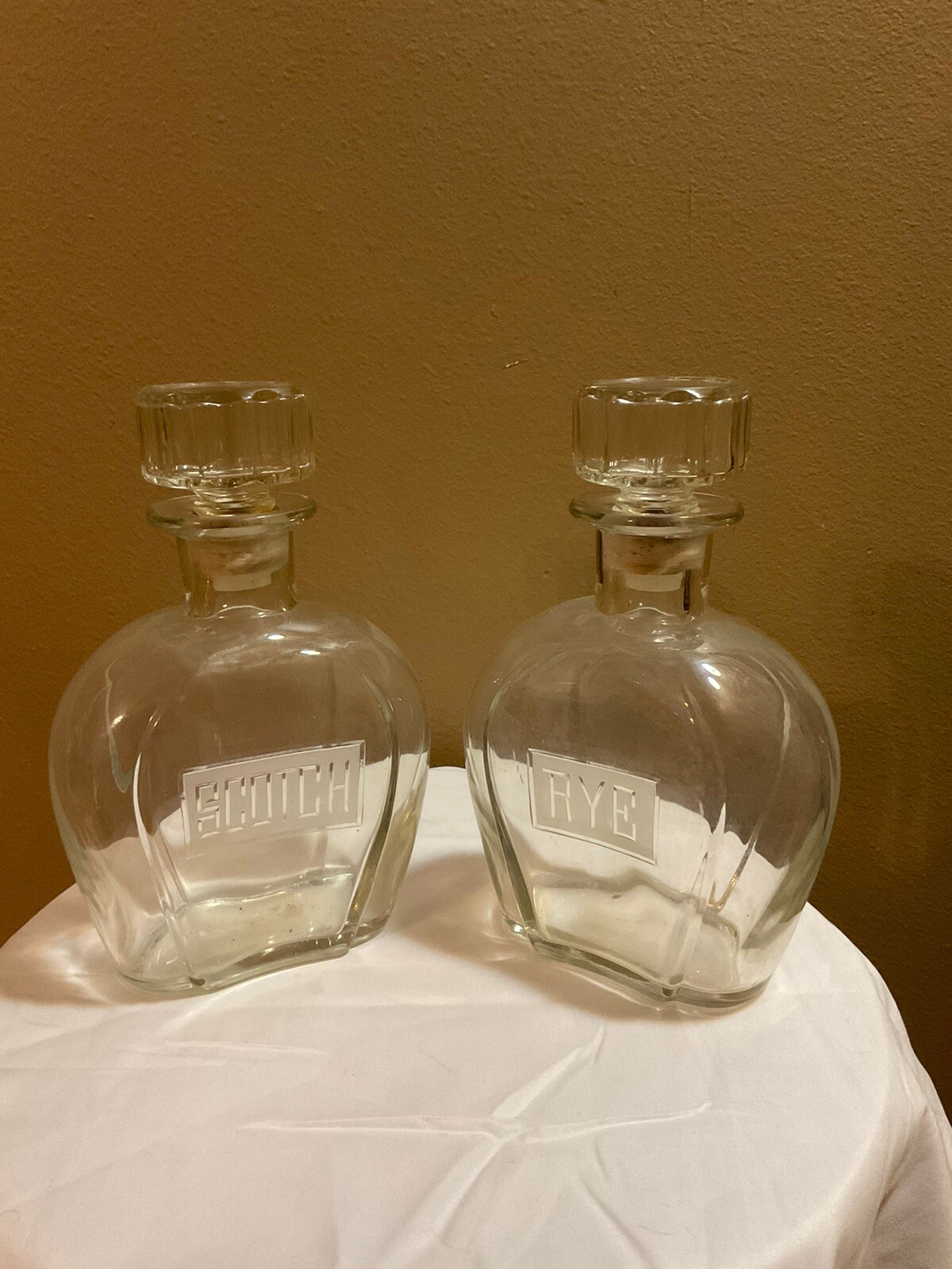 Vintage Etched Crystal Rye And Scotch Decanters | eBay