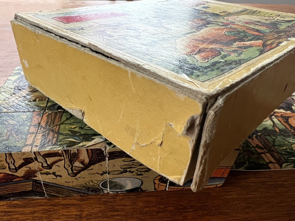 Antique Lithograph Wood Blocks Children’s Puzzle Game Domestic Animals ...