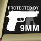 Protected By 9MM Bumper Sticker Vinyl Decal Hand Gun Molon Labe Car ...
