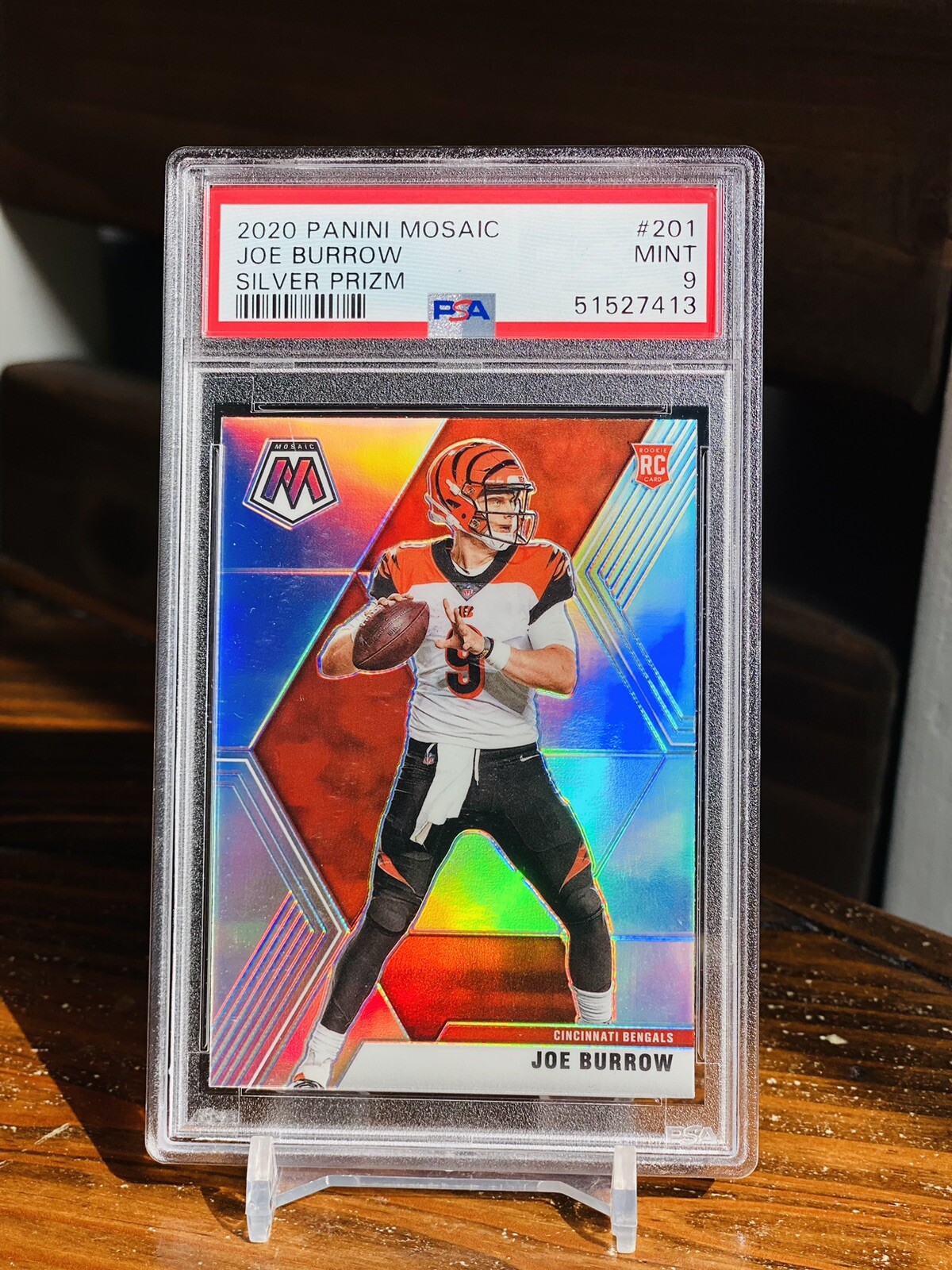 Joe Burrow RC 2020 Panini Mosaic Silver Prizm Rookie #201 PSA 9 Mint ...