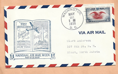 C23 FIRST FLIGHT WASHINGTON DC TO MINOT N DAK MAY 20,1938 NATIONAL AIR ...