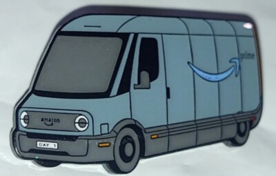 Rare 1st Day Amazon EV VAN Employee Pin - Brand New Glitter SMILE LOGO ...