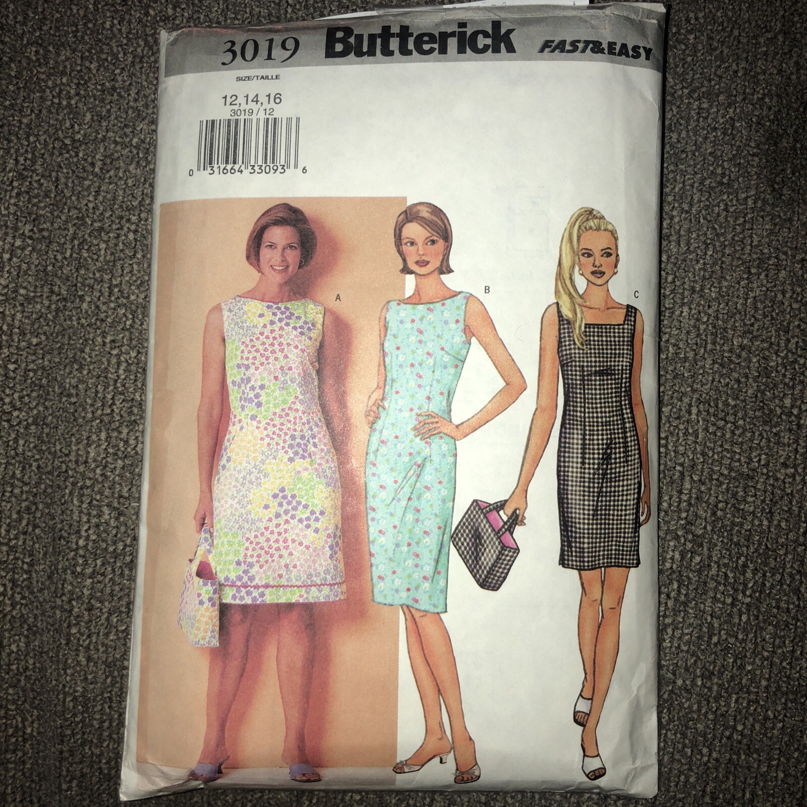 Butterick 3019 Misses 12-16 Dress Bag Sleeveless Fitted Fast & Easy | eBay