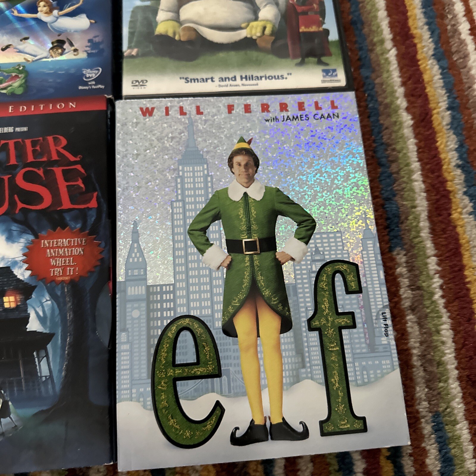 6 DVD Family Movie Lot READ DESCRIPTION Shrek Elf Monster House Peter ...
