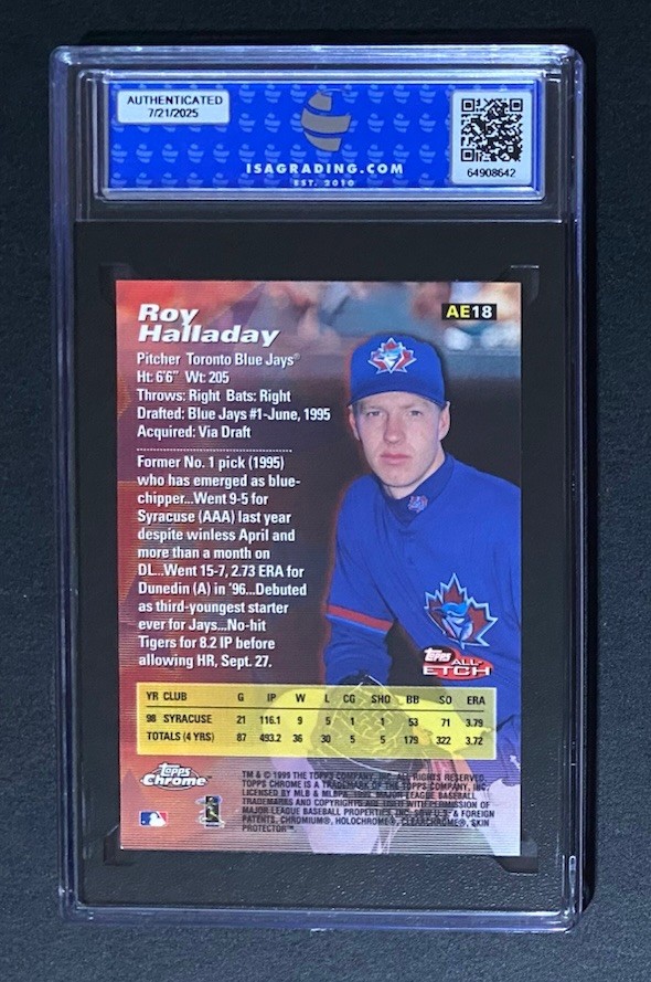 ROY HALLADAY 1999 TOPPS CHROME ISA 9 Mint Grade Rookie Rush Insert HOF ...