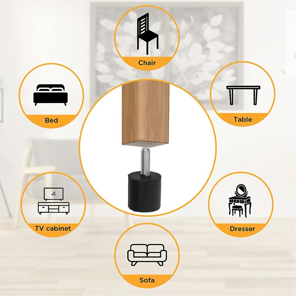 Leg Levelers for Tables Adjustable Screw-in Leveling Furniture Glides ...