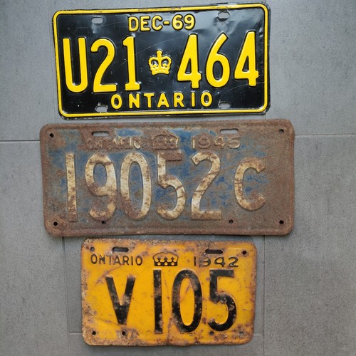 Vintage Ontario Canada License Plate Lot 1942 1945 Trailer 1969 | eBay