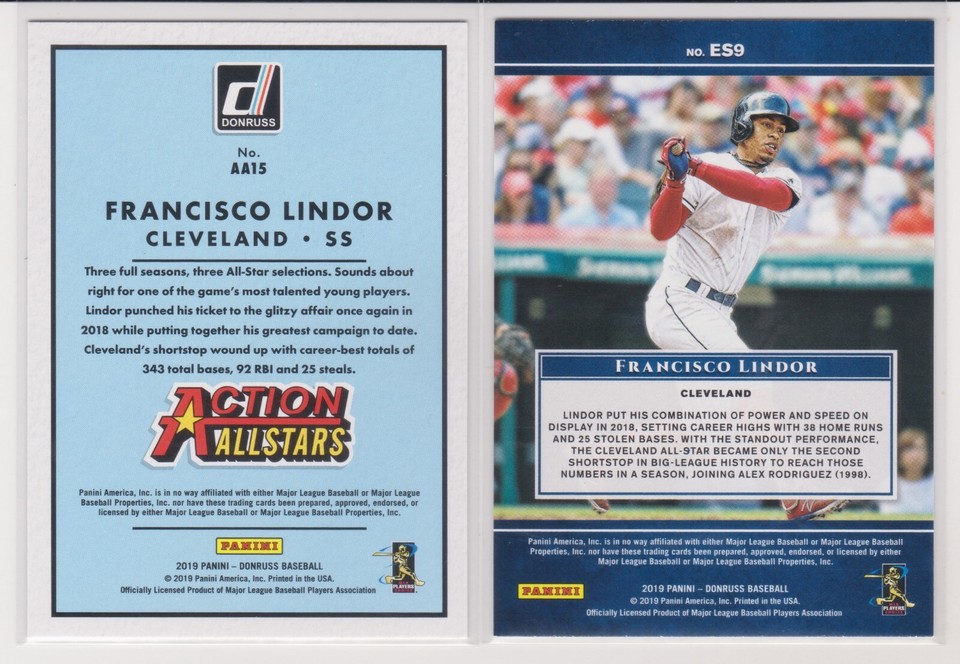 Francisco Lindor 2019 Donruss Elite Series Rapture And Action All Stars ...