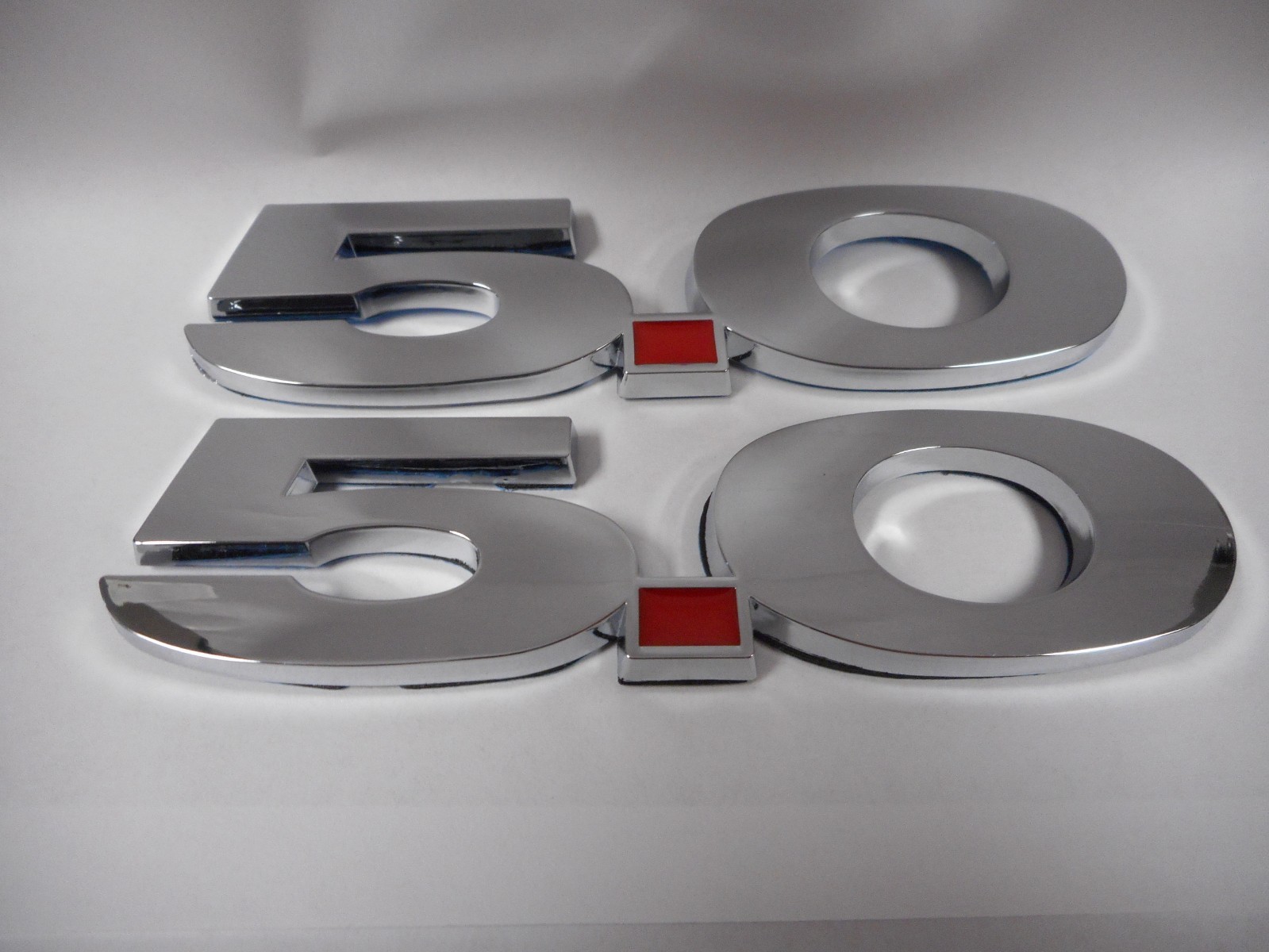 NEW 5.0 FENDER EMBLEMS CHROME SELF STICK PAIR FORD & OTHERS | eBay