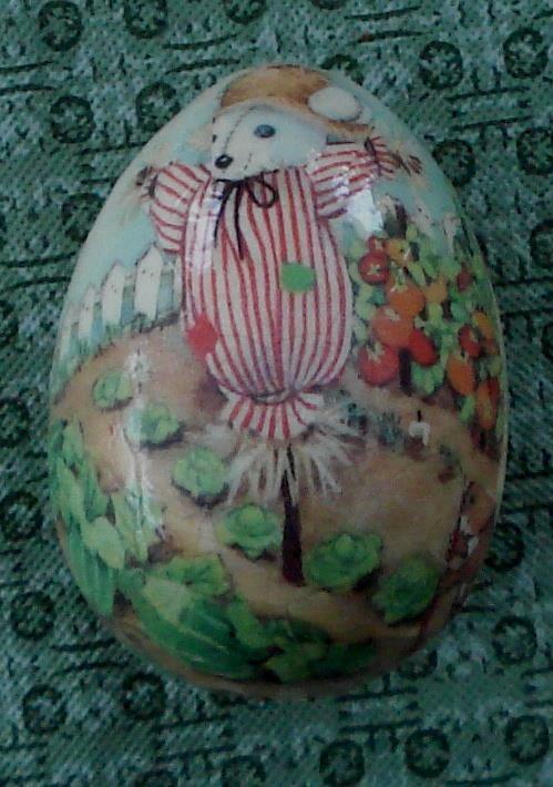 Decorative Deco paged Egg, REAL EGG SHELL, VG COND, GARDEN DESIGN | eBay