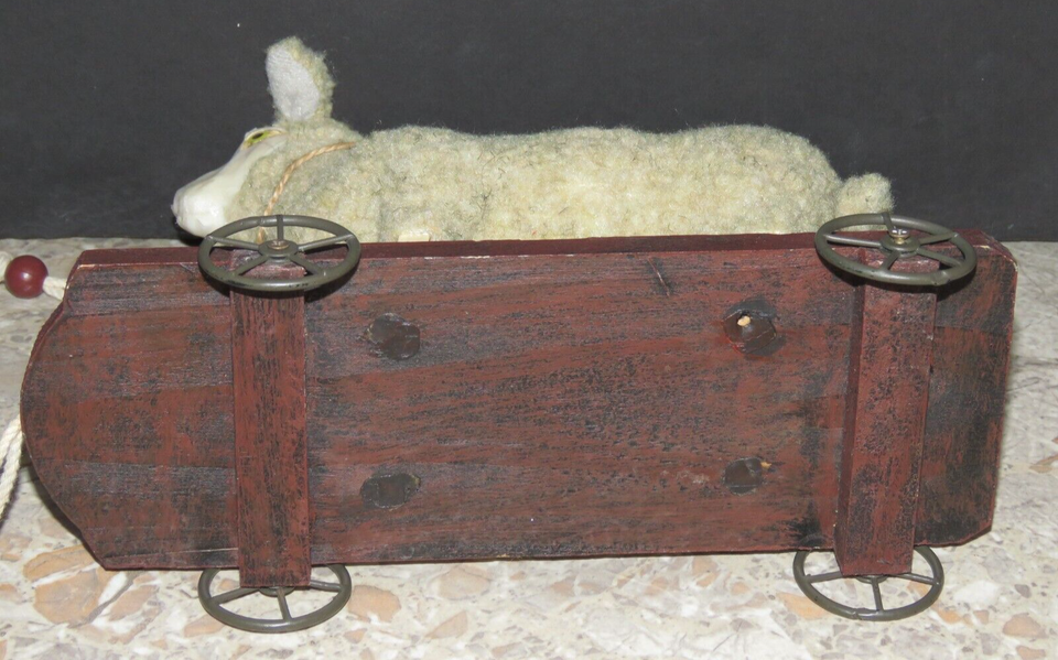 VTG Ragon House Lamb Sheep Folk Art Primitive Cart Wagon Decor 1960s 8. ...