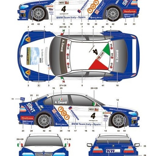 S.K. Decals SK24145 BMW 320i E46 WTCC Race of Germany 2005 #4 A.Zanardi ...