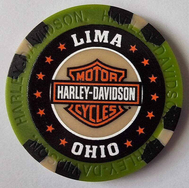 LIMA HARLEY-DAVIDSON (OH) Full Color WIDE Army Green/Black Poker Chip ...