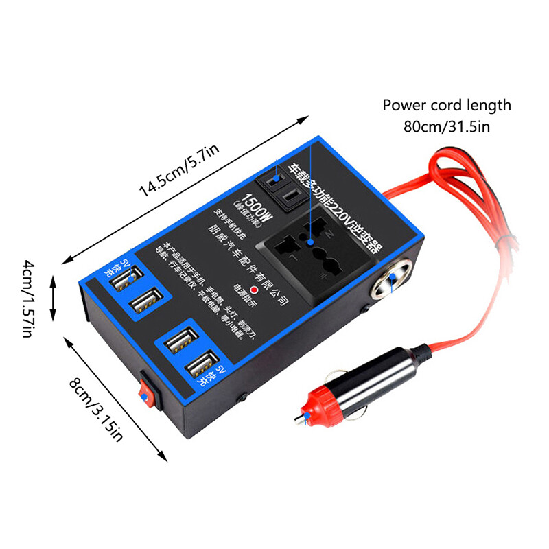 1500W Car Power Inverter 12V 24V To 220V Car Mobile Phone USB Charging ...