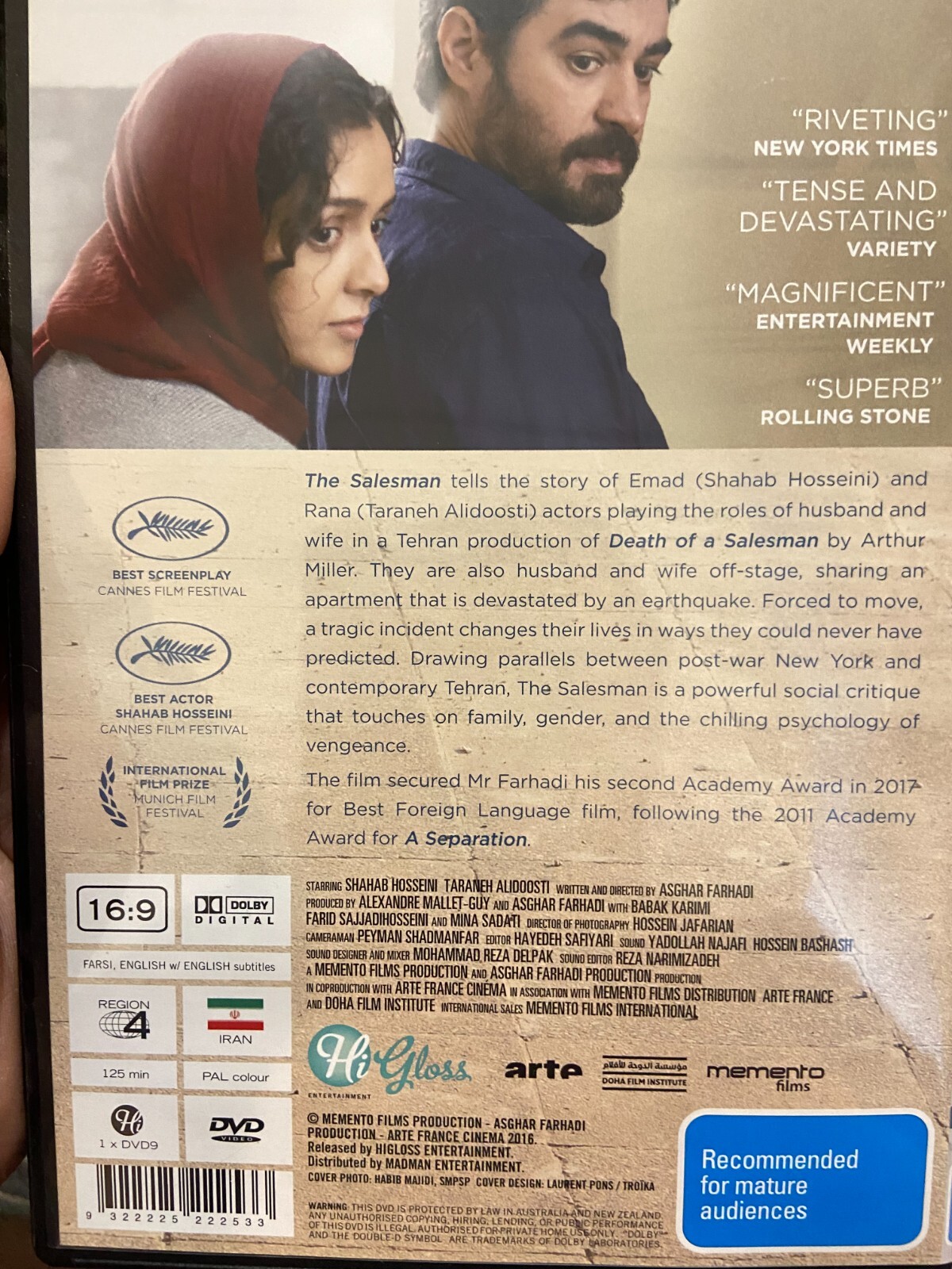 The Salesman region 4 DVD (2016 foreign / Iranian / Farsi drama movie ...