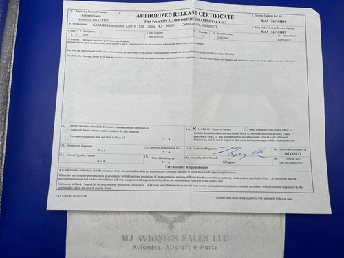 Garmin SL30 VHF NAV/COMM RADIO P/N 430-6040-303 WITH FAA FORM 8130-3 | eBay