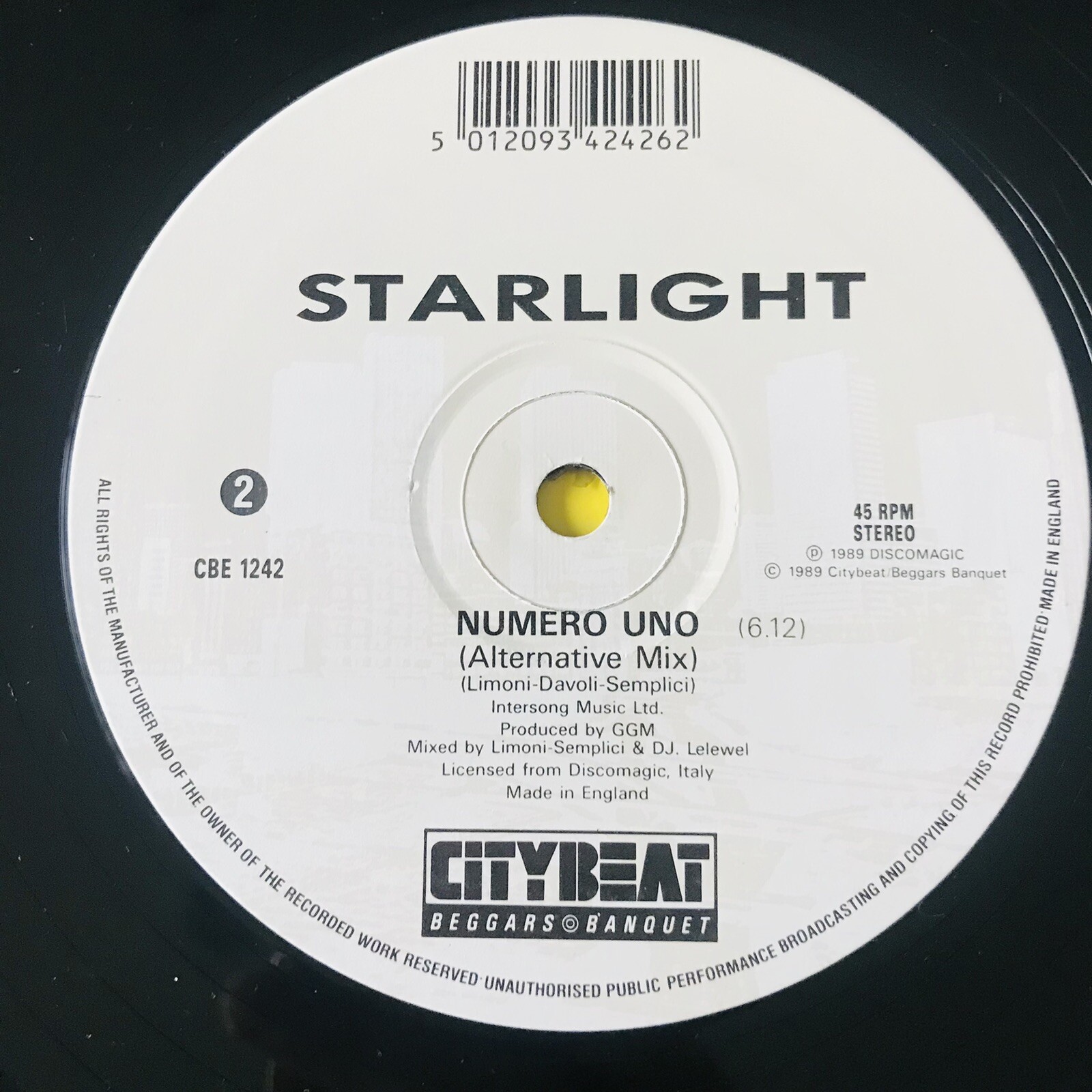 NUMERO UNO by Starlight 12” Single Vinyl Record (Citybeat 1981) | eBay
