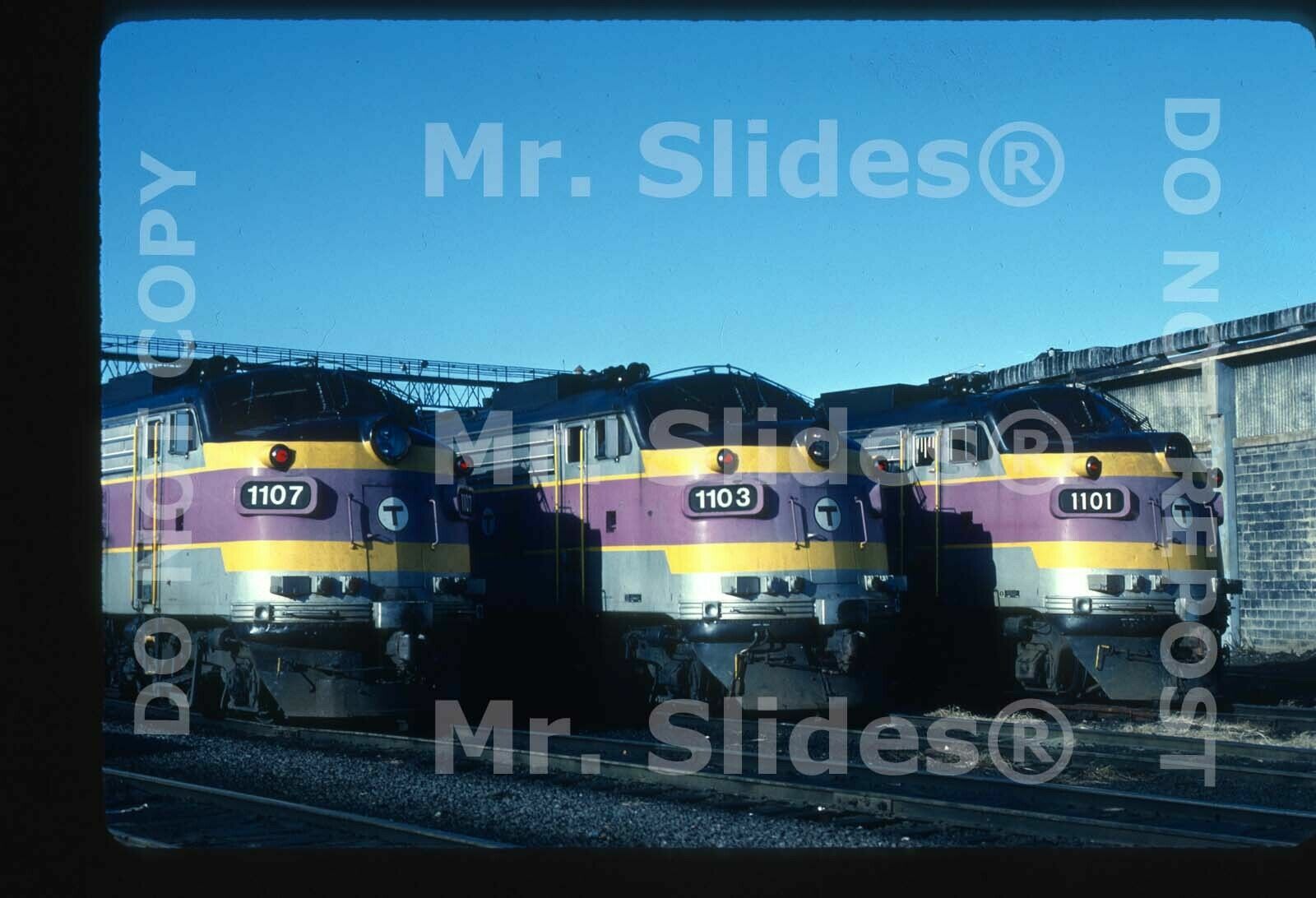 Original Slide MBTA Boston FP10s 1107/1103/1101 Line Up Somerville MA ...