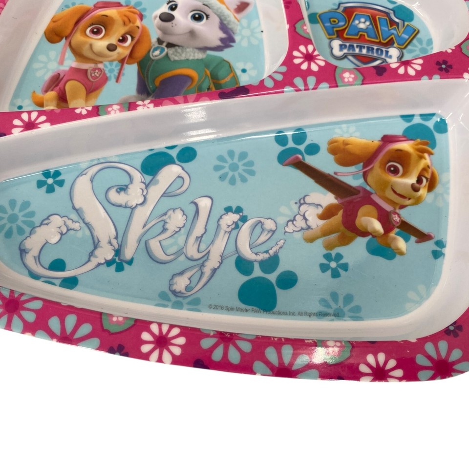 Zak! Paw Patrol Skye Melamine Plate 3 Section Divided for Kids Children ...
