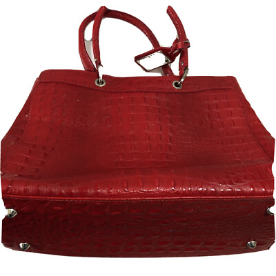 Vera Pelle Red Leather Tote Handbag made in Italy | eBay