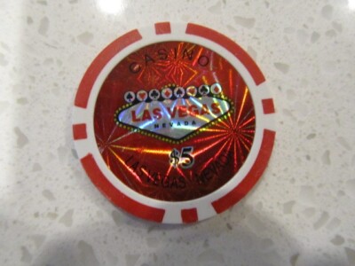 $5 Red Laser Holo Casino Chip Las Vegas Welcome Sign + FREE Poker Chip ...