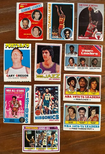 NBA Vintage Lot 11 Cards LOW GRADE/POOR Havlicek Kareem Jordan Barry ...