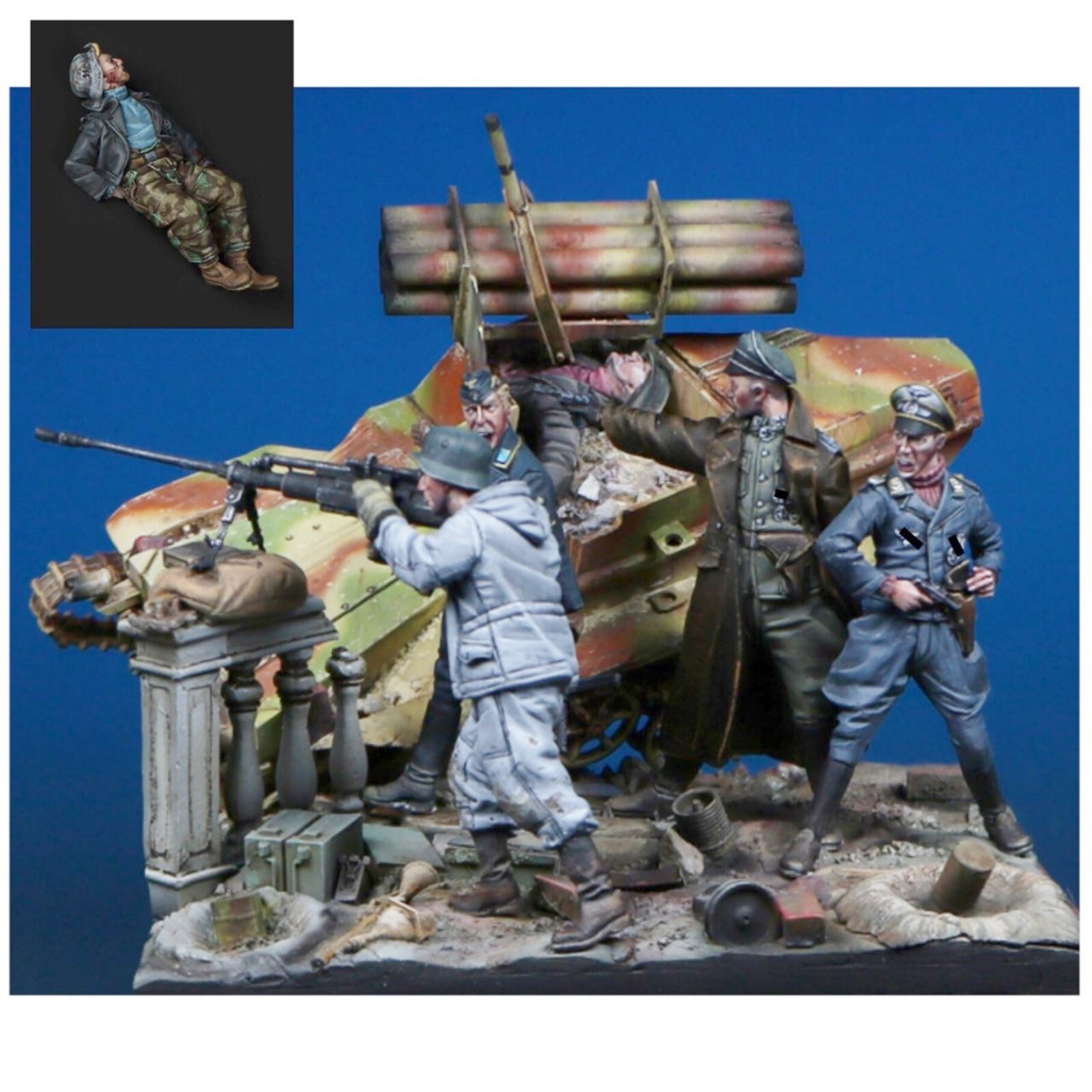 1:35 resin figures model Five German soldiers in WW II (W/Base ...