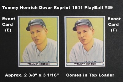 TOMMY HENRICH Dover Reprint of 1941 PLAY BALL #39 _ Card (F) on Right ...