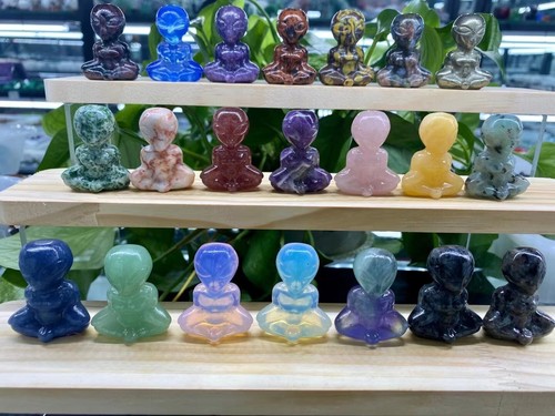 1pc Natural mixed Quartz carved crystal Aliens skull reiki healing ...