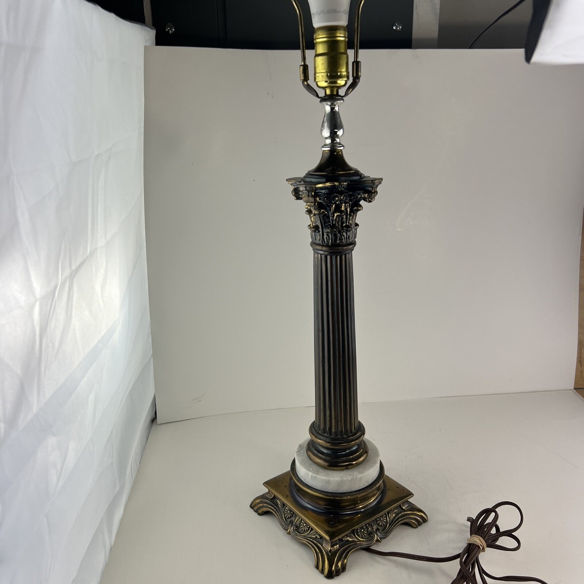 Greek Column Table Lamp Large Pair Italian Column Neoclassic Alabaster