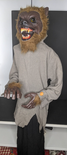 Halloween Talking Howling Werewolf Eyes Glow Hanging 42x11" VIDEO | eBay