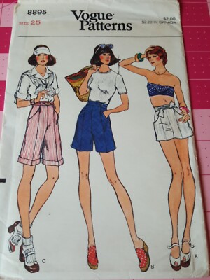 Vintage Vogue Pattern 8895 High Waist Short City Shorts Size 25" Waist ...
