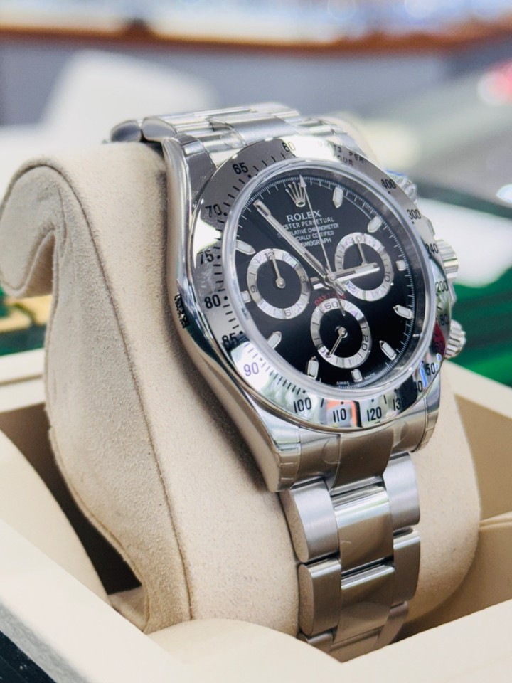 Rolex Cosmograph Daytona 116520 Black Dial Steel Watch BOX/PAPERS ...