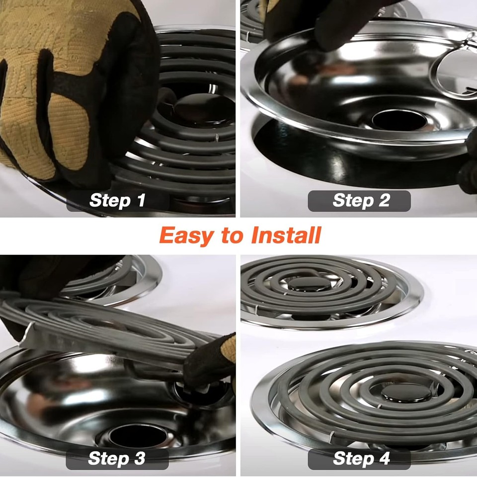 Electric Stove Drip Pans and Stove Burner Element Set for GE Hotpoint ...