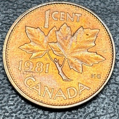 1981 Canadian Cent • Fine - AU Almost Unc • Small Cent • Canada World ...