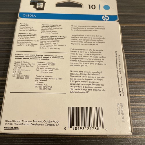 Genuine HP 10 Cyan Printhead 2000C 2500C HP DesignJet Color Mfr date 09 ...